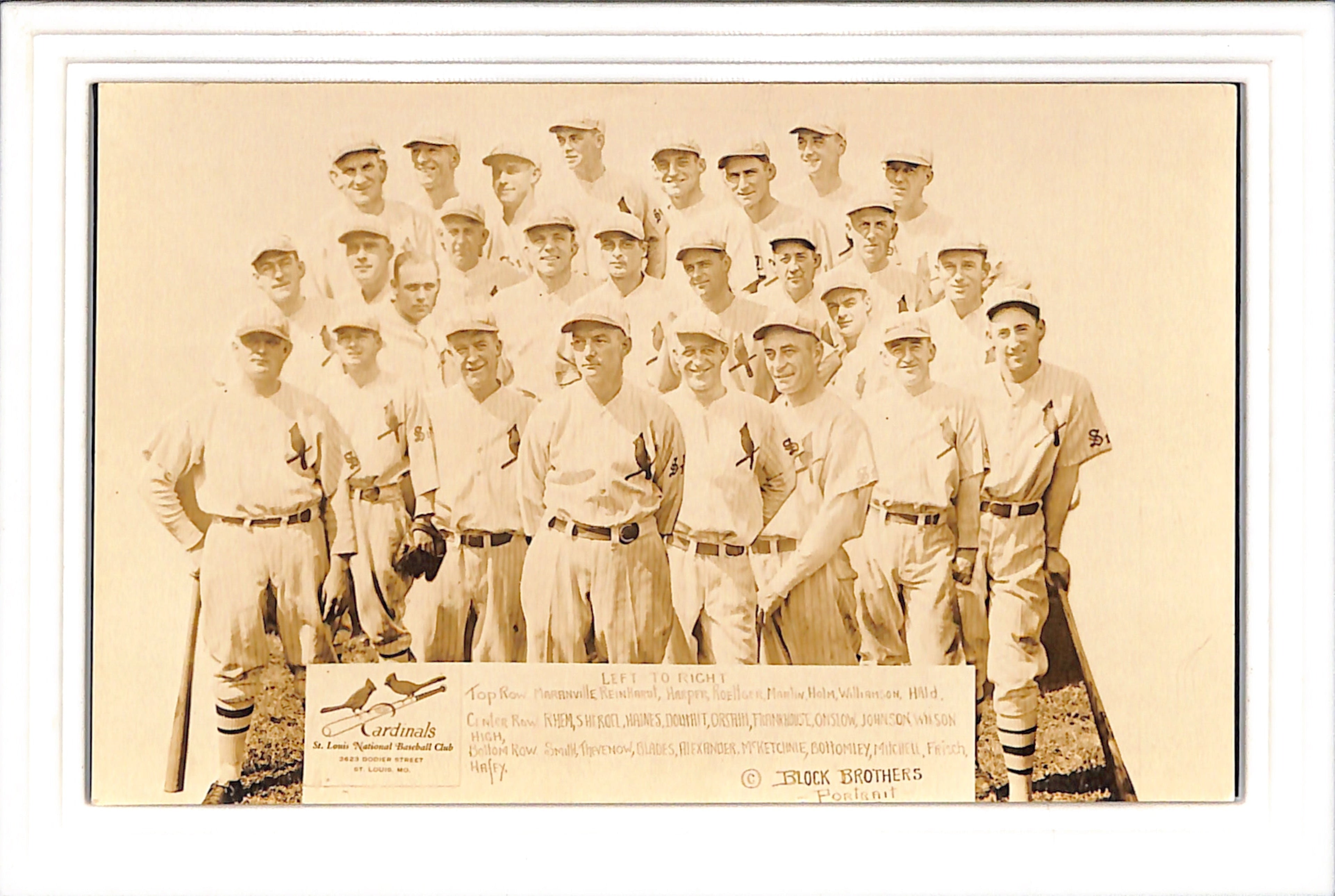 1928 CARDINALS Unused RPPC GROVER ALEXANDER FRANKIE FRISCH Block Bros ...