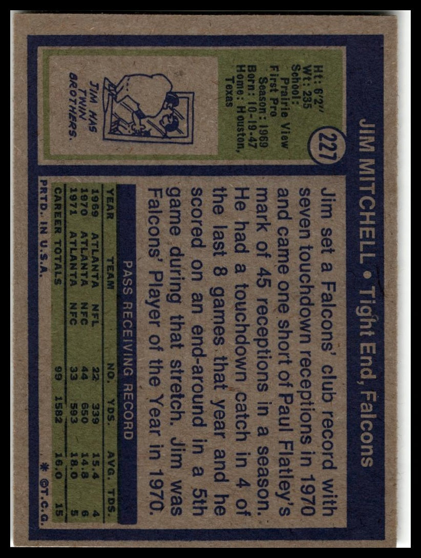 1972 Topps #227 Jim Mitchell – Hall of Fame Sports Cards
