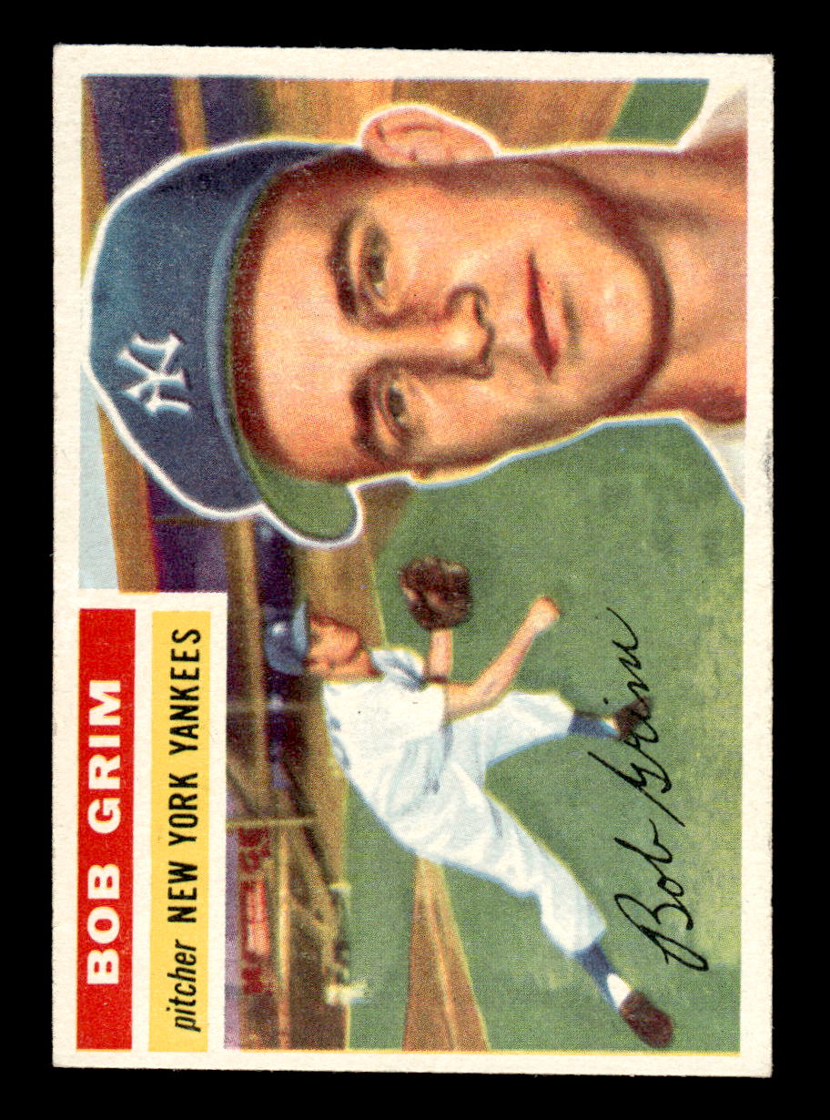 1956 Topps #52 Bob Grim - New York Yankees DP EX White Back – Hall of ...