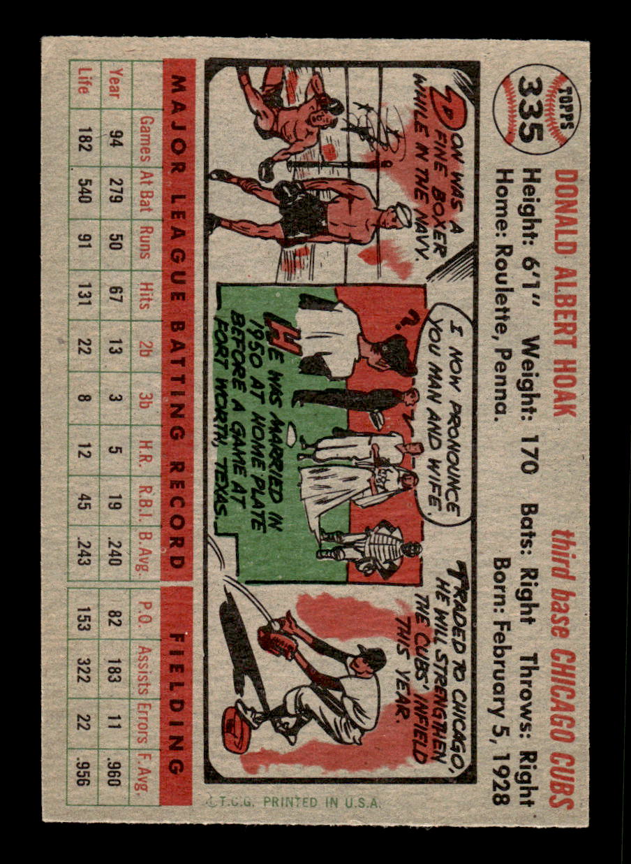 1956 Topps #335 Don Hoak - Chicago Cubs VGEX – Hall of Fame Sports Cards